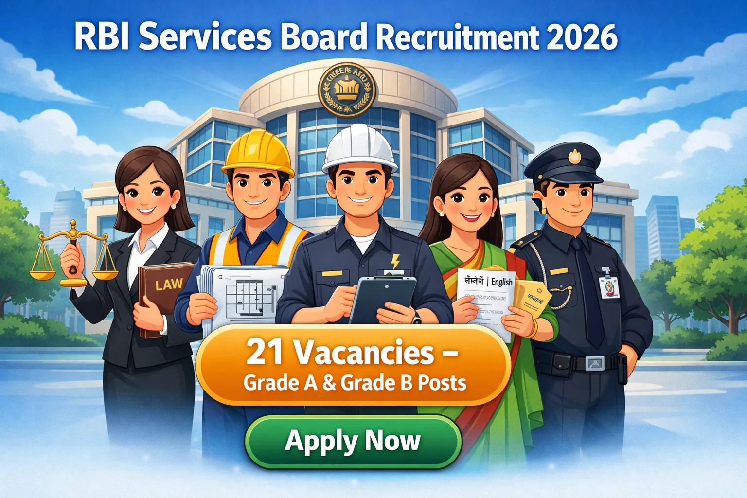 RBI Services Board Recruitment 2026 – 21 Grade A & B Posts